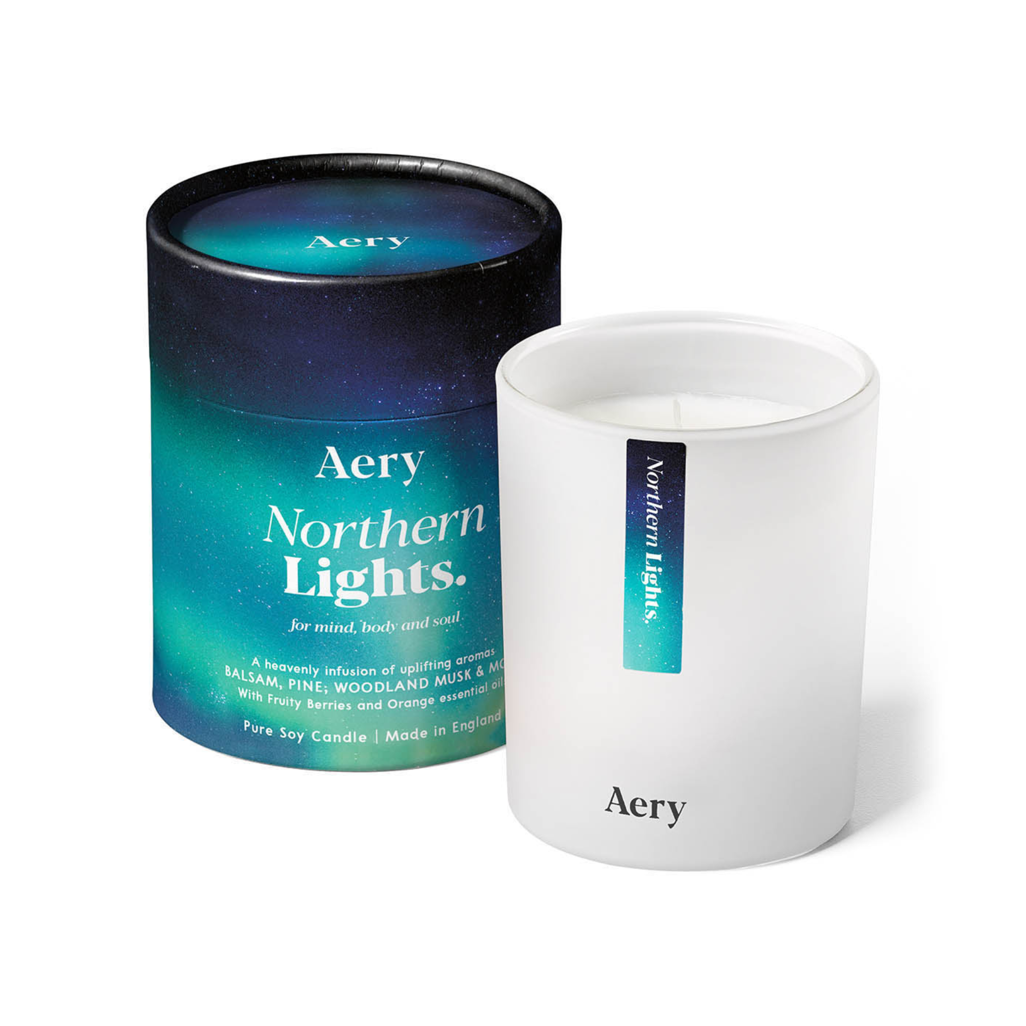 Aery Northern Lights Candle - Cedar, Balsam, Bergamot & Pine – Plum Retail