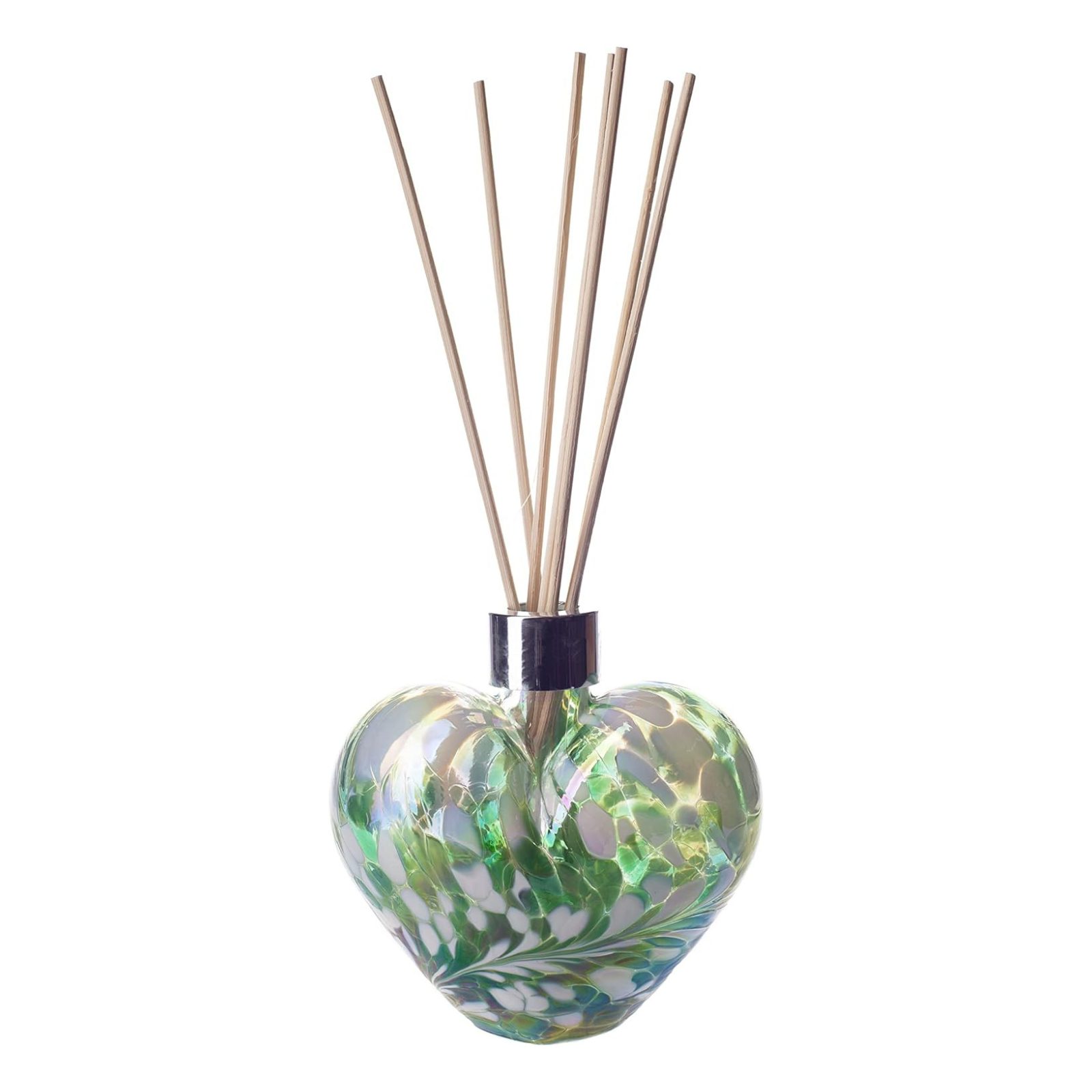 Amelia Art Glass Heart Reed Diffuser in Green & White – Plum Retail