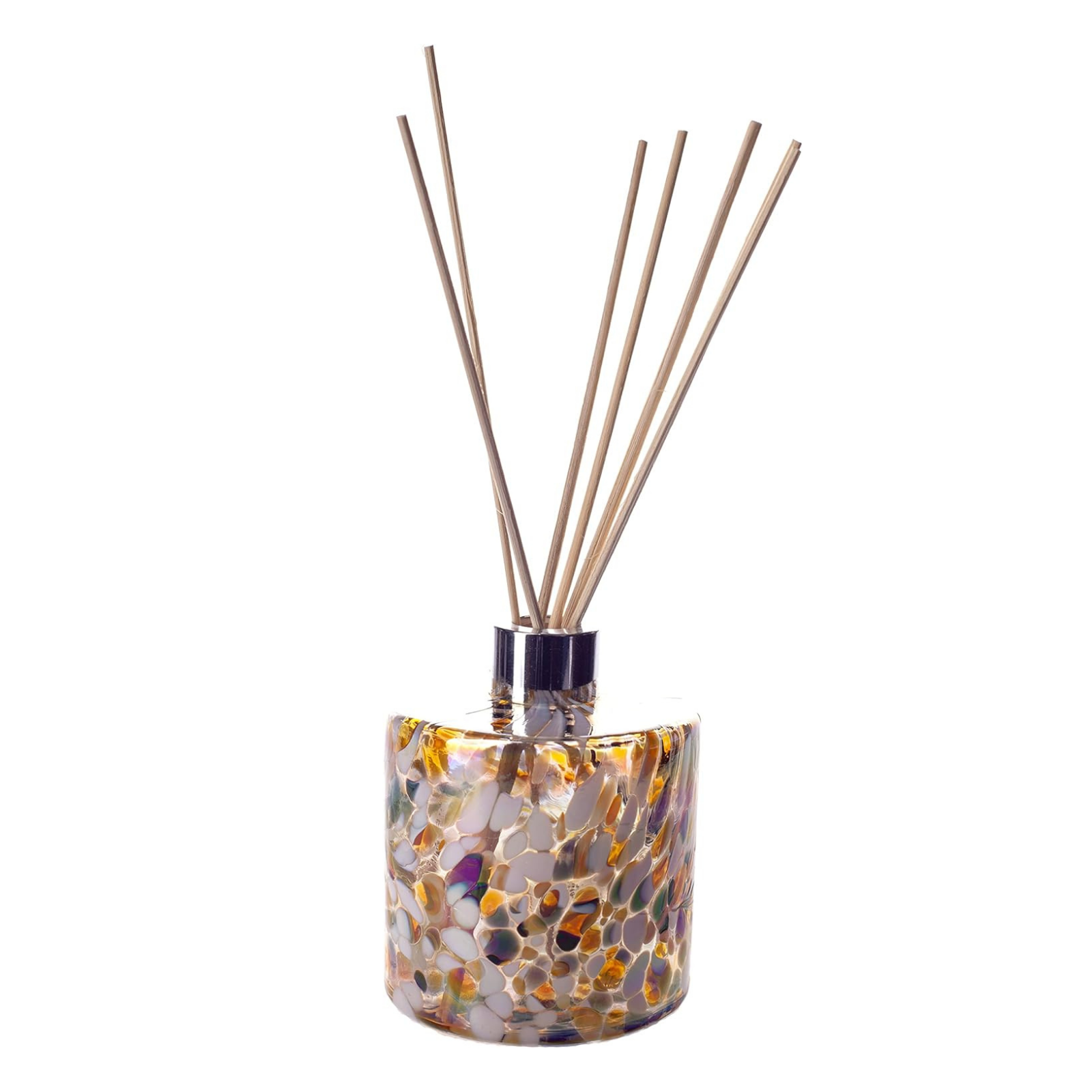 Amelia Art Glass Cylinder Reed Diffuser in Gold, Brown & White – Plum ...