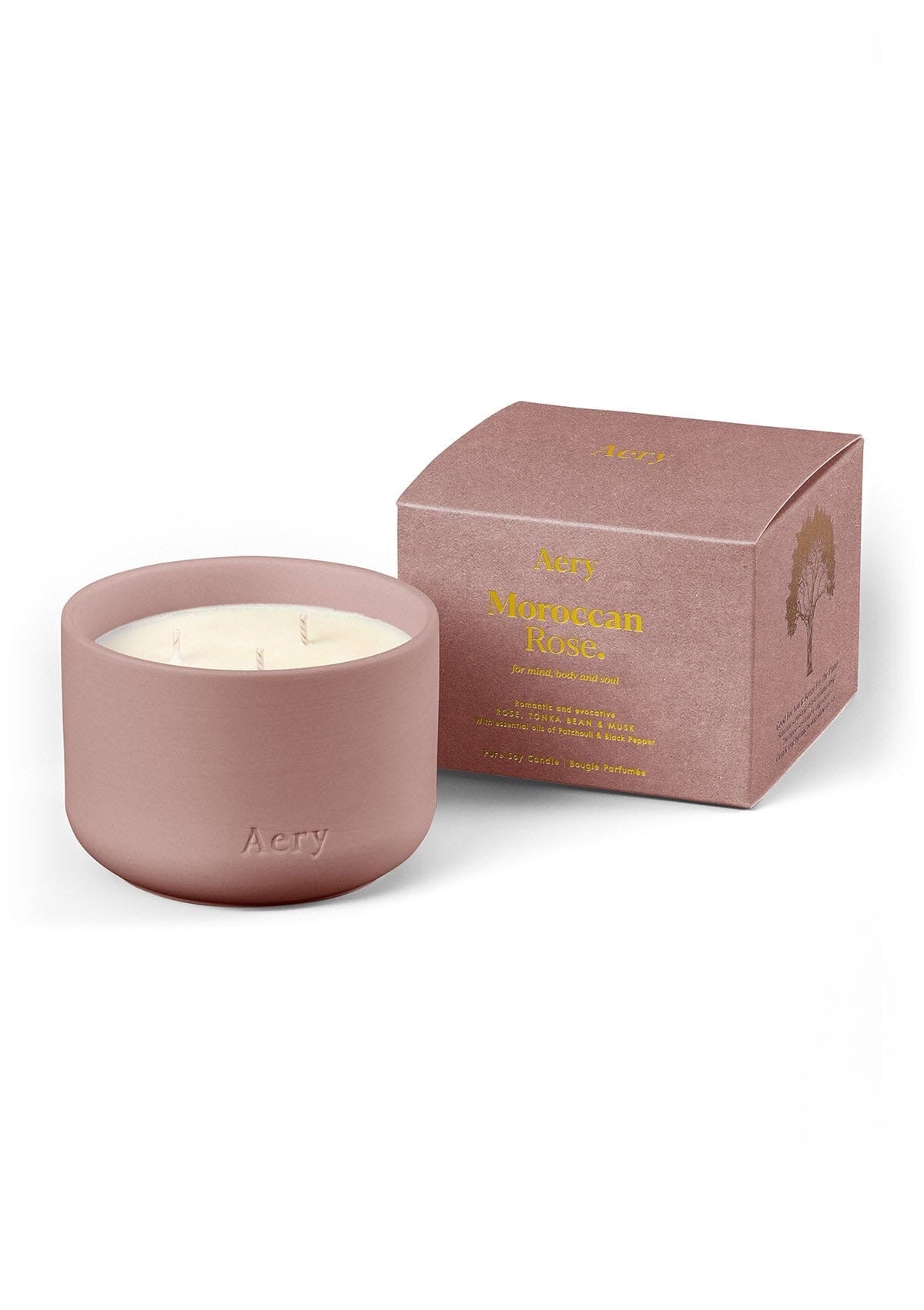 Aery Moroccan Rose Three Wick Candle - Rose, Tonka & Musk – Plum Retail