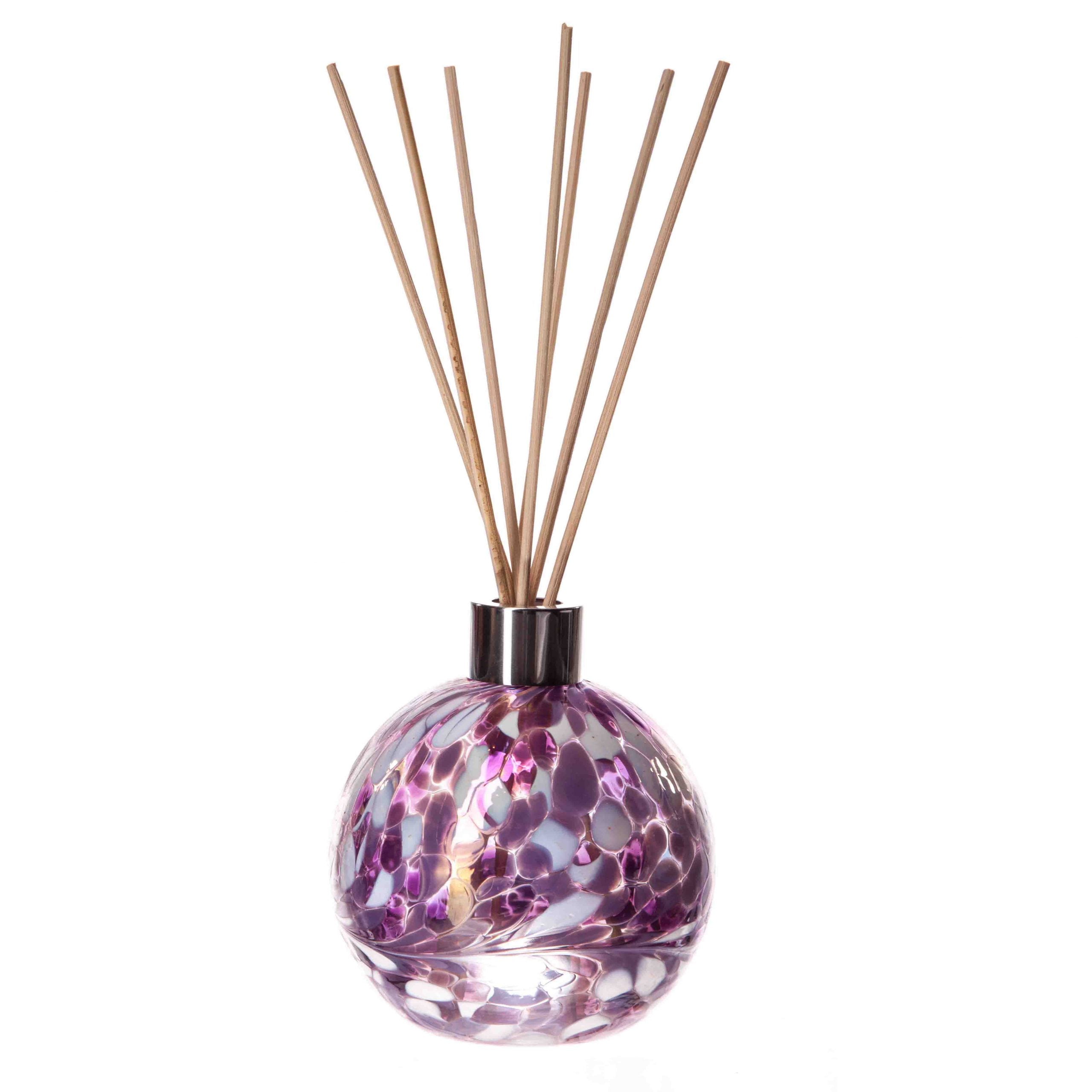 Amelia Art Glass - Glass Sphere Reed Diffuser in Violet & White – Plum ...