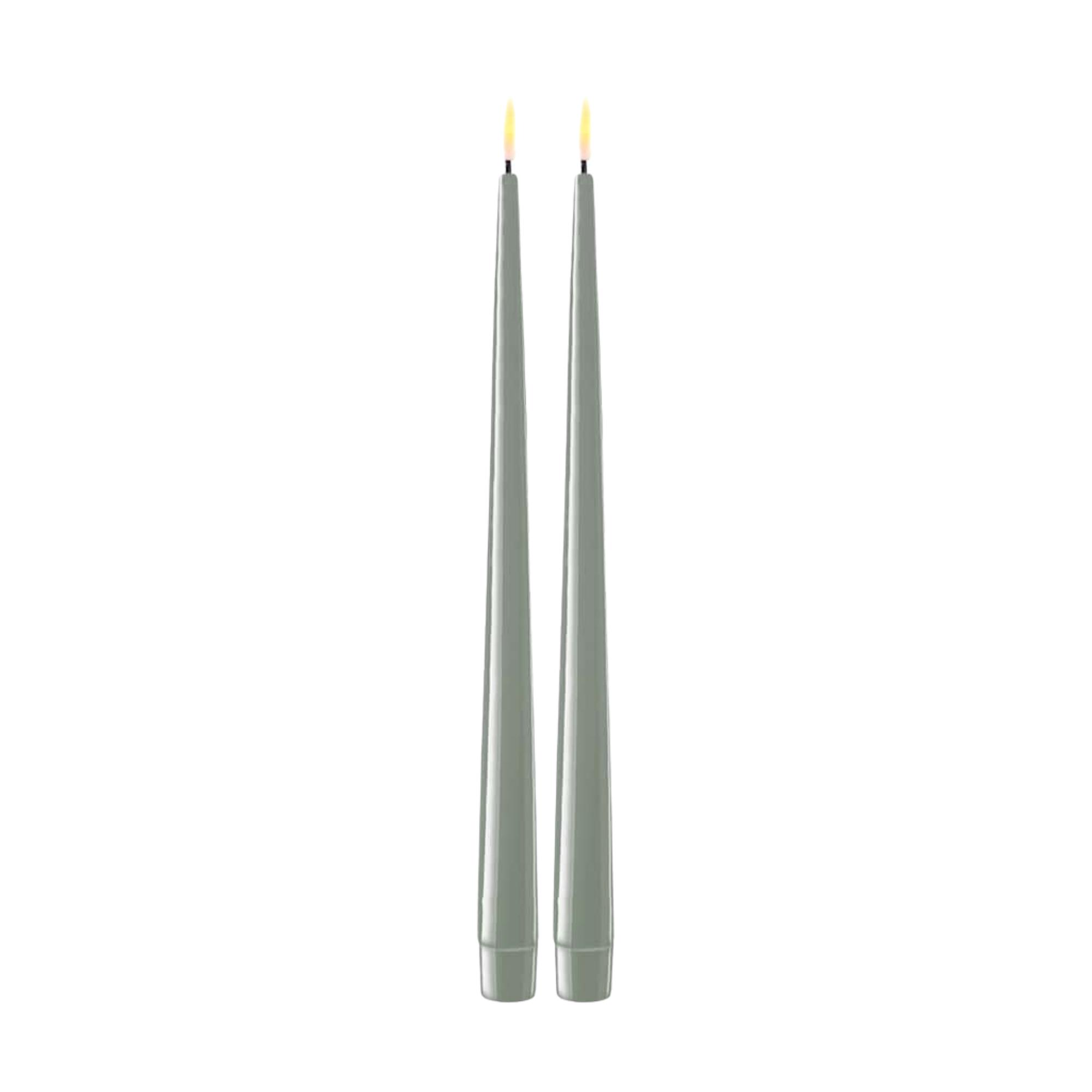 Deluxe Homeart Flameless LED Sage Green Set of 2 Shiny Dinner Candles ...