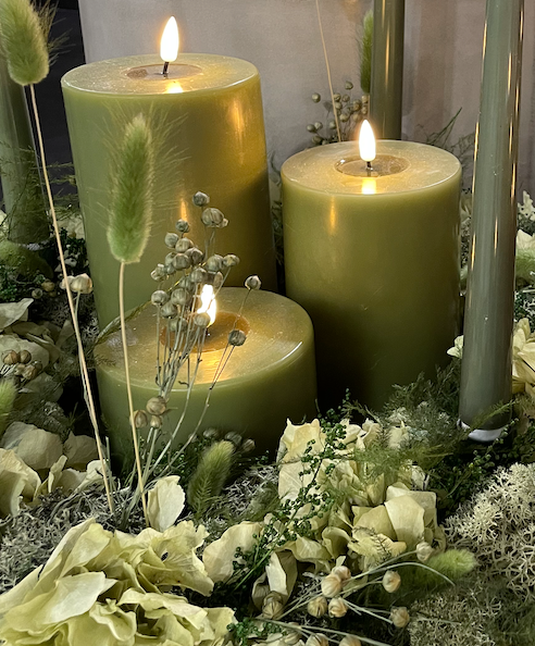 Deluxe Homeart Olive Green Flameless LED Candle -Real Flame Technology ...