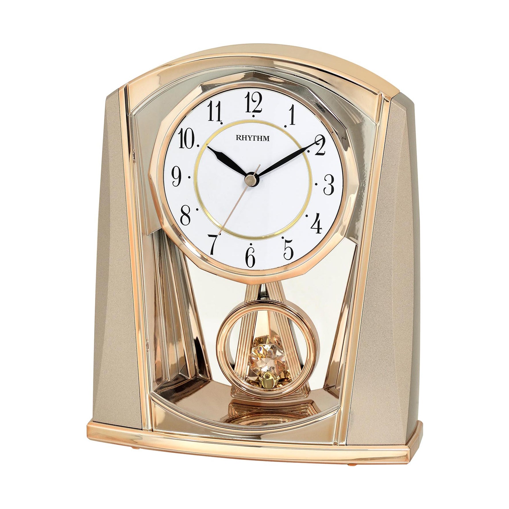 Rhythm Contemporary Mantel Clock with Pendulum & Arabic Dial – Plum Retail