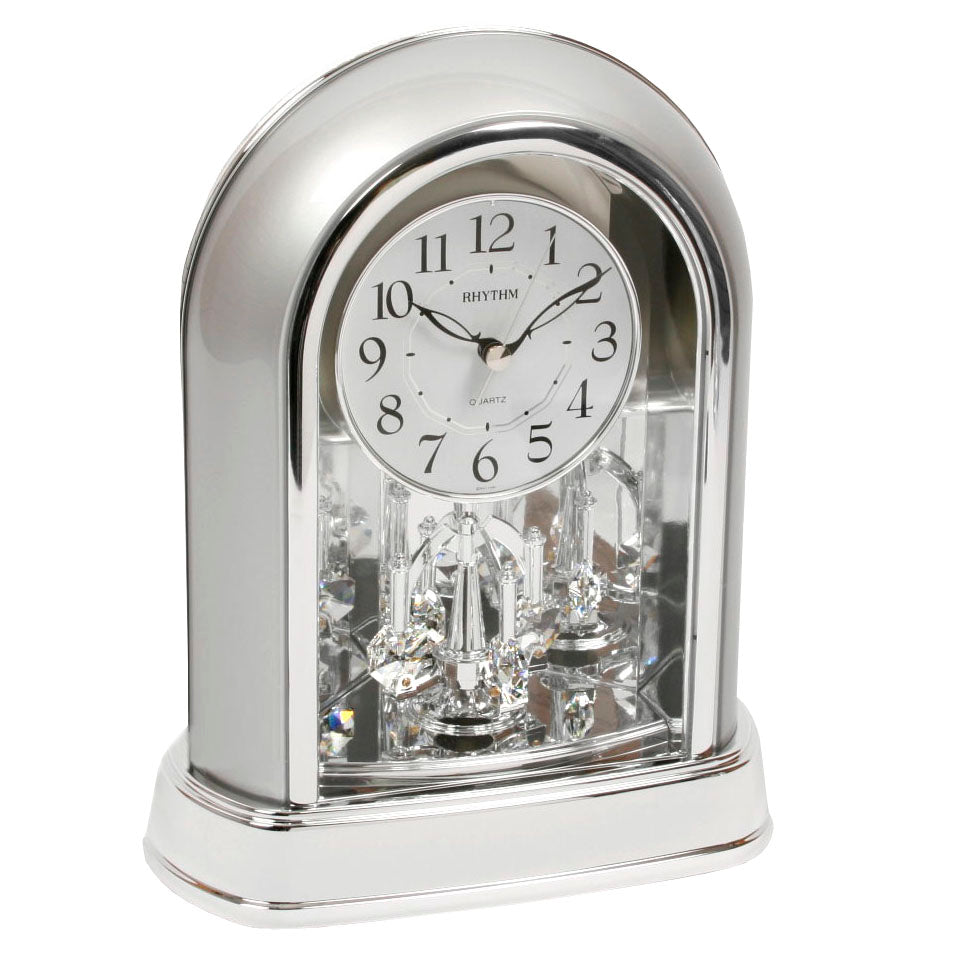 Rhythm Arch Continental Chrome Mantel Clock with Pendulum – Plum Retail