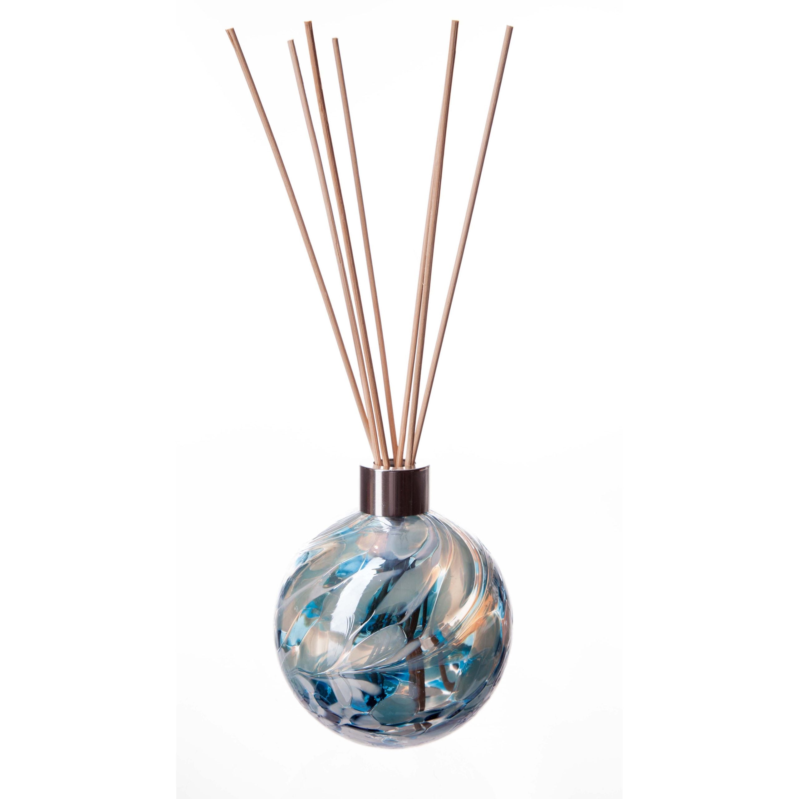 Amelia Art Glass - Glass Sphere Reed Diffuser in Turquoise & White ...