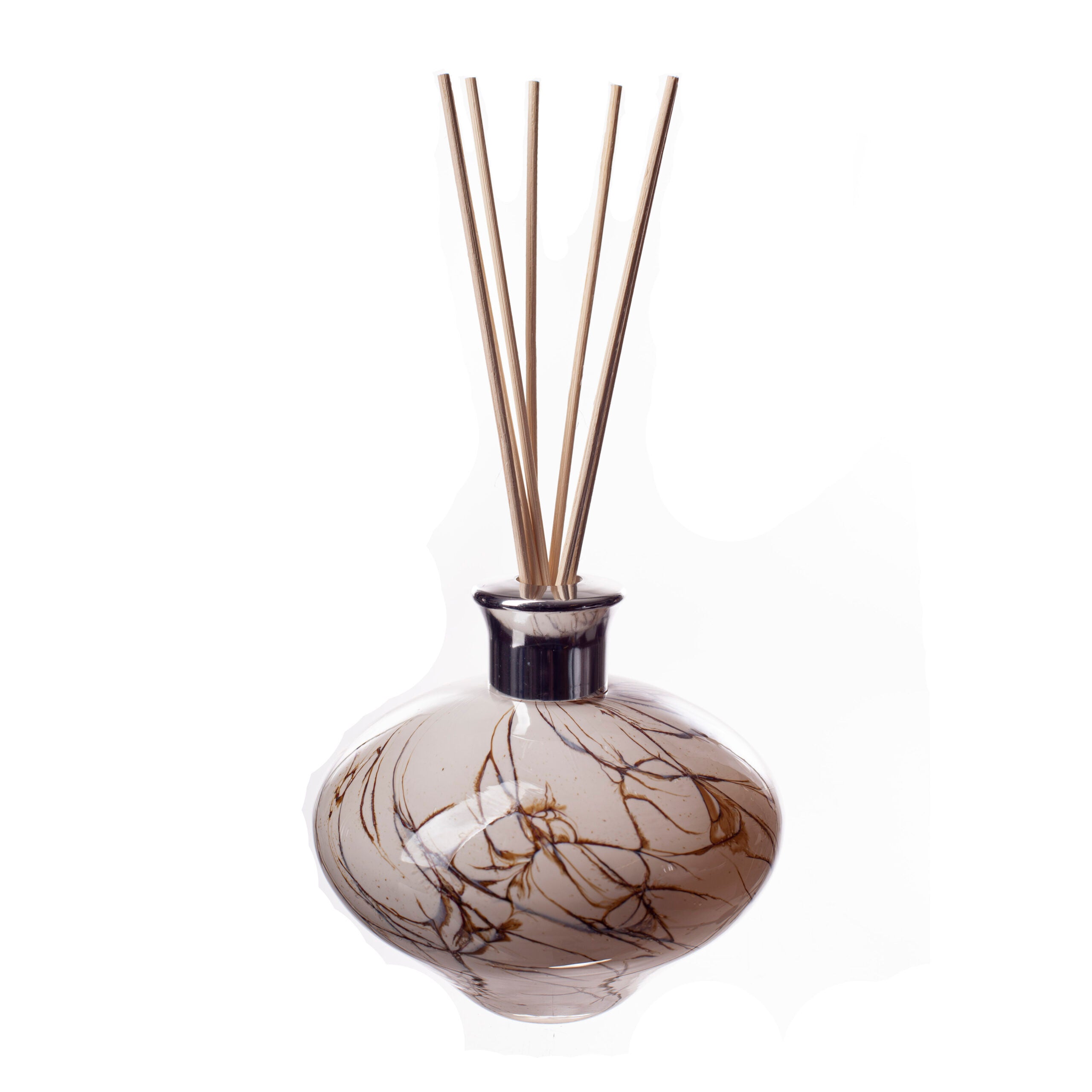Amelia Art Glass - Glass Oval Reed Diffuser in Cream Marble – Plum Retail