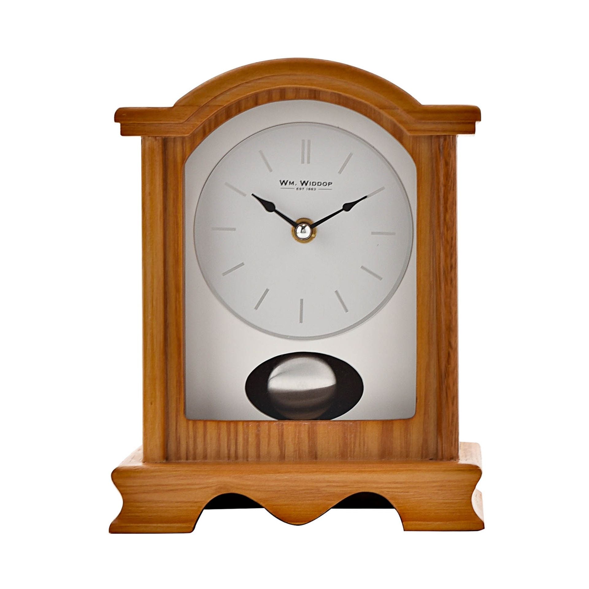 Widdop Broken Arch Oak Wooden Mantel Clock with Pendulum W2605OAK ...